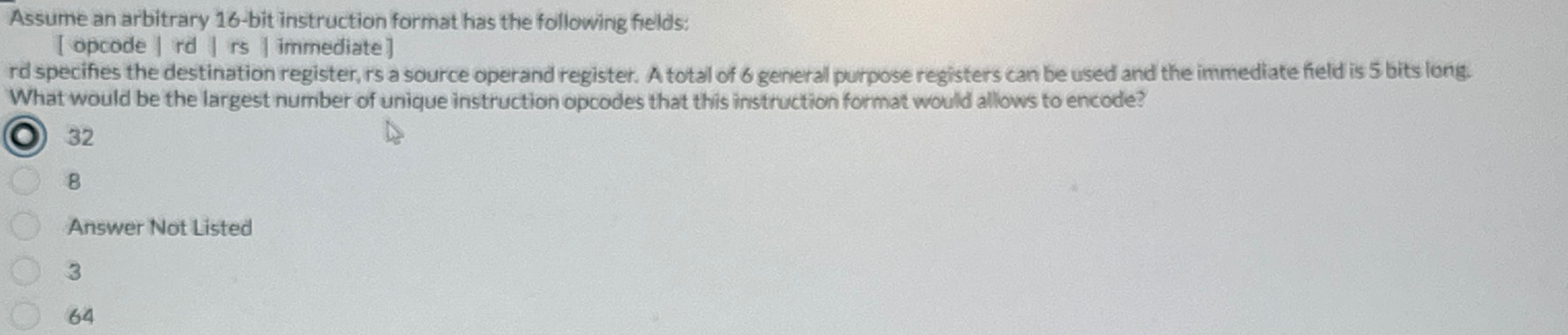 Solved Assume an arbitrary 16 -bit instruction format has | Chegg.com