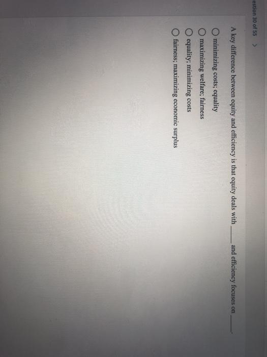 Solved estion 30 of 55 > A key difference between equity and | Chegg.com