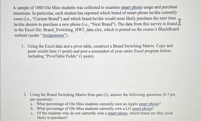 A sample of 1000 Ole Miss students was collected to | Chegg.com