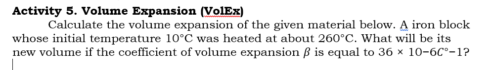 Solved Activity 5. ﻿Volume Expansion (VolEx)Calculate the | Chegg.com