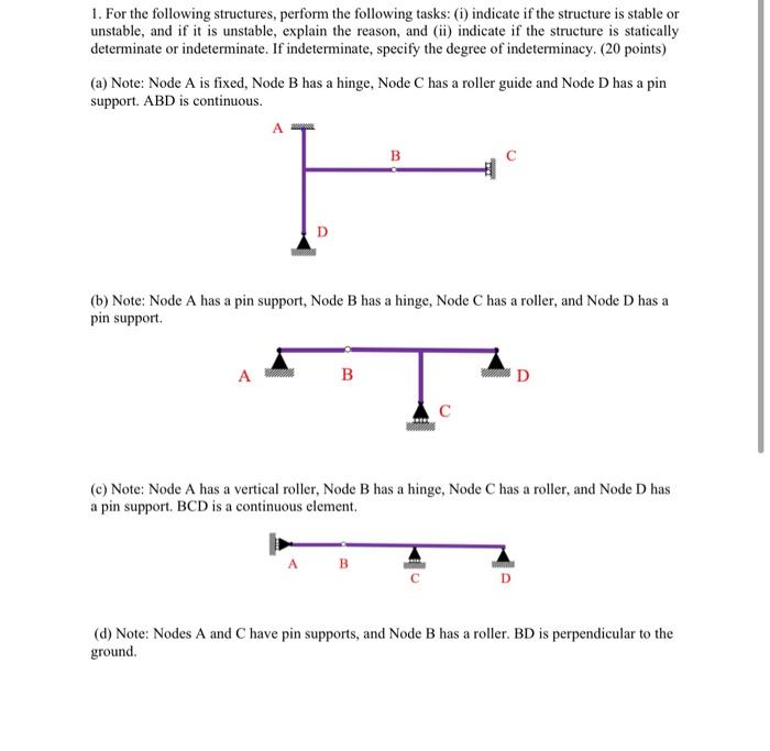 Solved 1. For the following structures, perform the | Chegg.com
