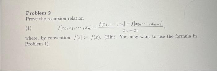 Solved Problem 2 Prove the recursion relation (1) | Chegg.com