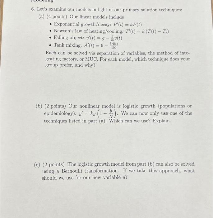Solved 6. Let's examine our models in light of our primary | Chegg.com
