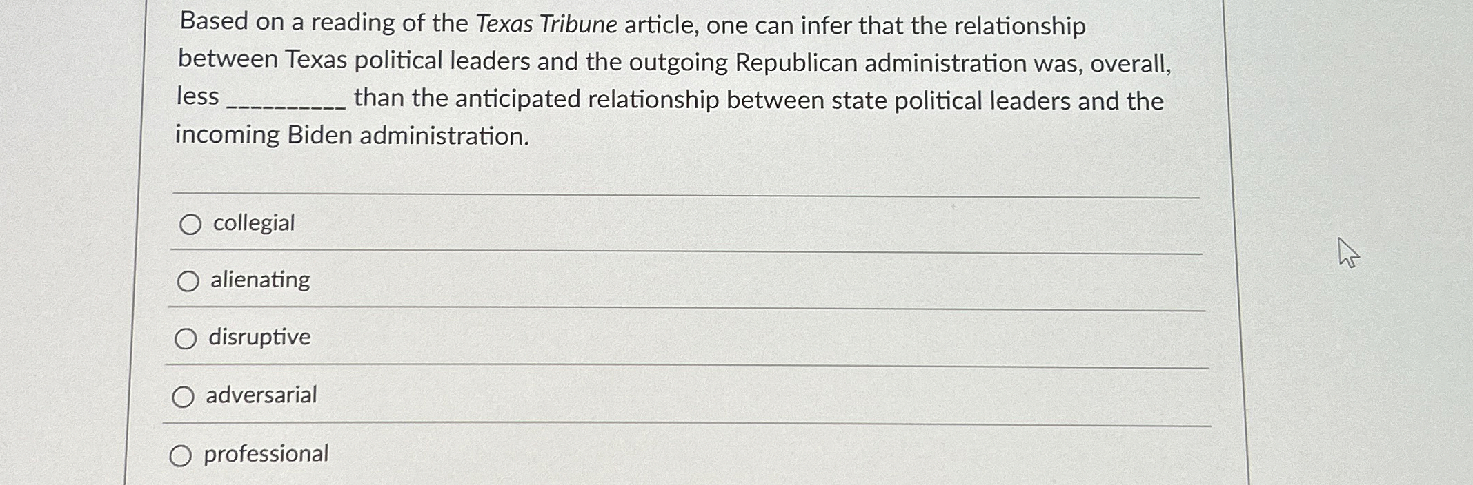 Solved Based on a reading of the Texas Tribune article, one | Chegg.com
