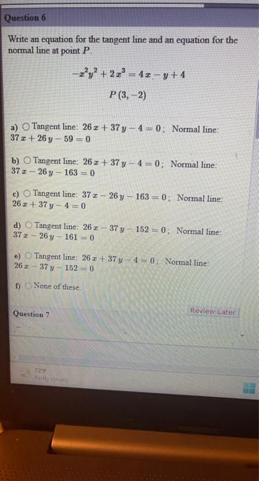 Solved Write an equation for the tangent line and an | Chegg.com
