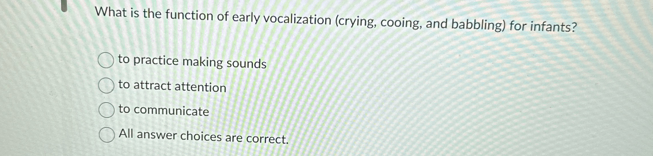 Solved What is the function of early vocalization (crying, | Chegg.com