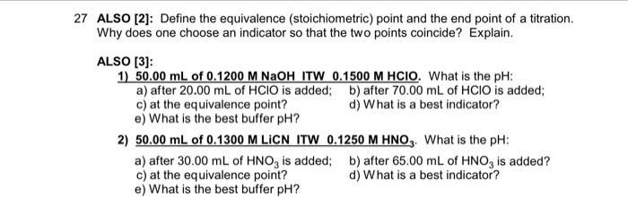 Solved 7 ALSO [2]: Define the equivalence (stoichiometric) | Chegg.com