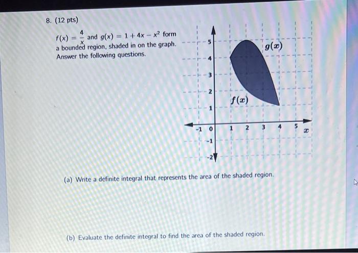 Solved f(x)=x4 and g(x)=1+4x−x2 form a bounded region, | Chegg.com