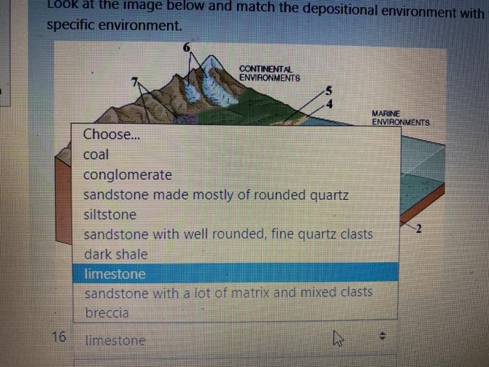 Solved Look at the image below and match the depositional | Chegg.com