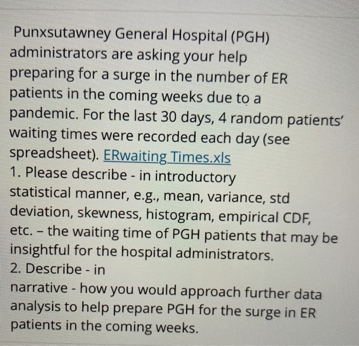 Punxsutawney General Hospital (PGH) administrators | Chegg.com