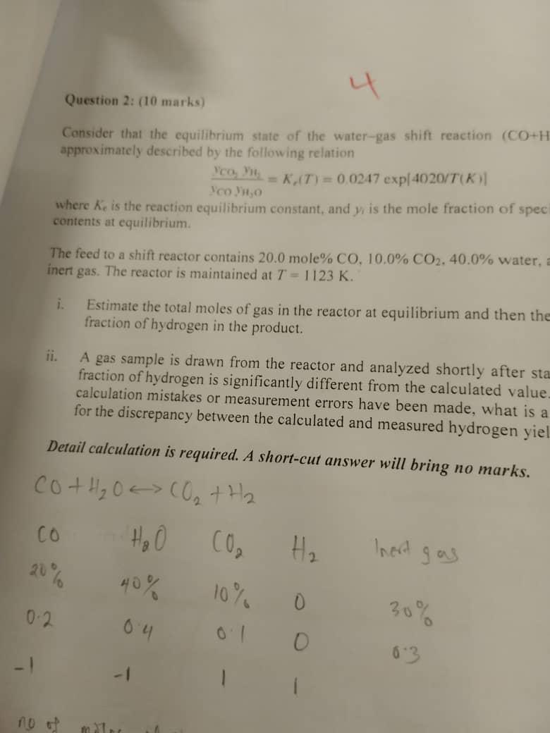 Question 2: (10 ﻿marks)Consider that the equilitrium | Chegg.com