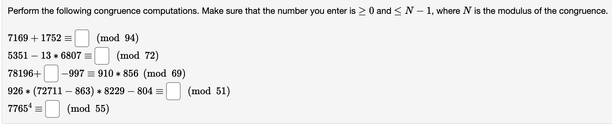 Solved Perform the following congruence computations. Make | Chegg.com