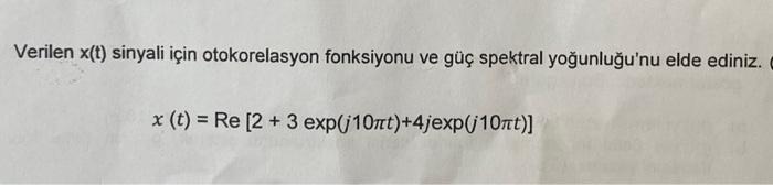 Solved Obtain The Autocorrelation Function And Power