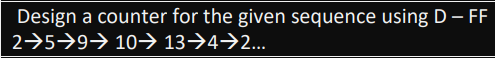 Solved Design a counter for the given sequence using D - | Chegg.com