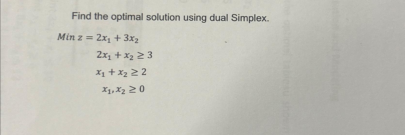 Solved Find the optimal solution using dual | Chegg.com