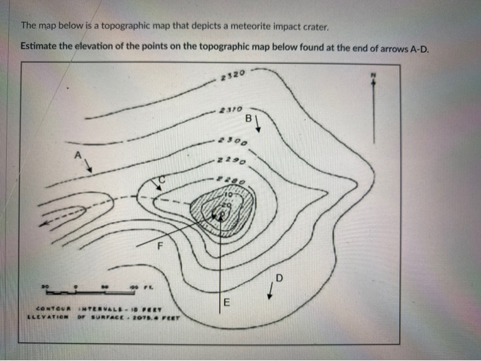 Solved The map below is a topographic map that depicts a | Chegg.com