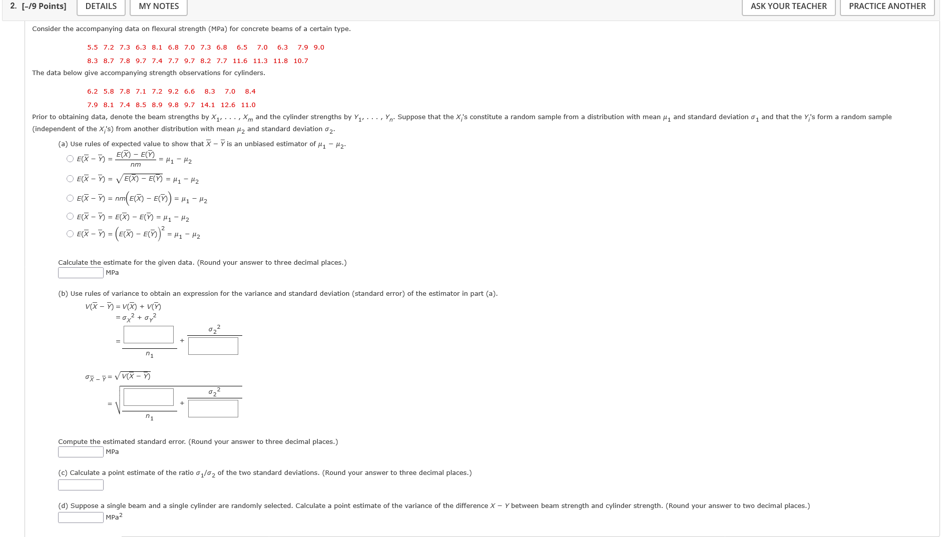 Solved Consider the accompanying data on ﻿flexural strength | Chegg.com