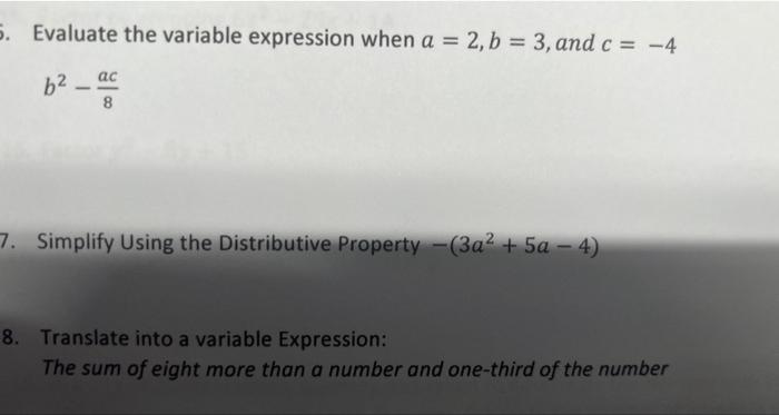 Solved Evaluate the variable expression when a=2,b=3, and | Chegg.com