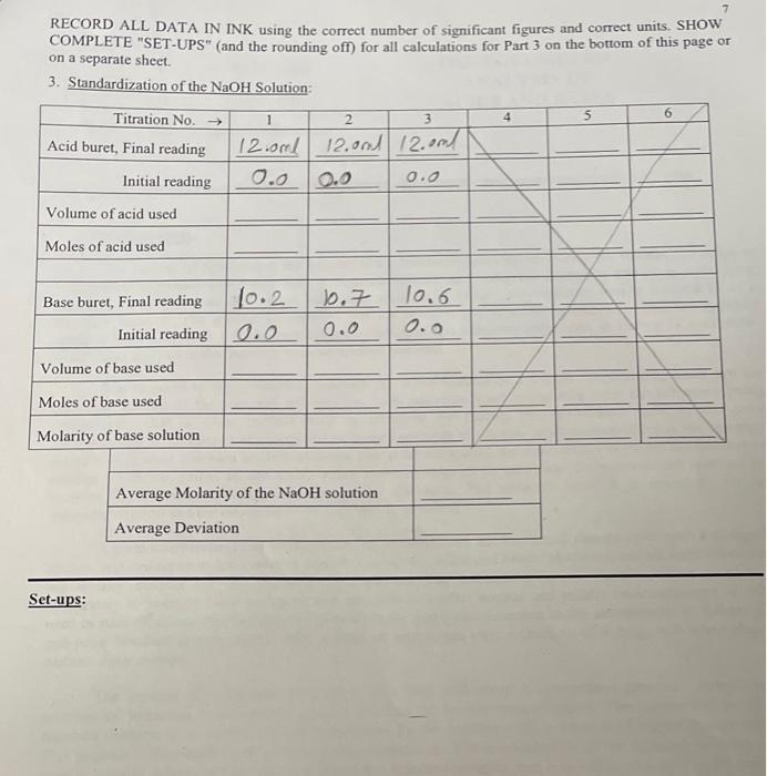RECORD ALL DATA IN INK using the correct number of | Chegg.com