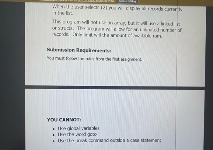 Solved The Linked List Assignment Outcome: - Student will | Chegg.com