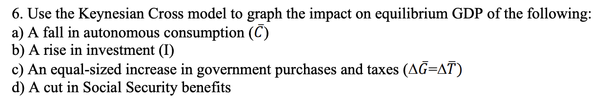 Solved Use the Keynesian Cross model to graph the impact on | Chegg.com