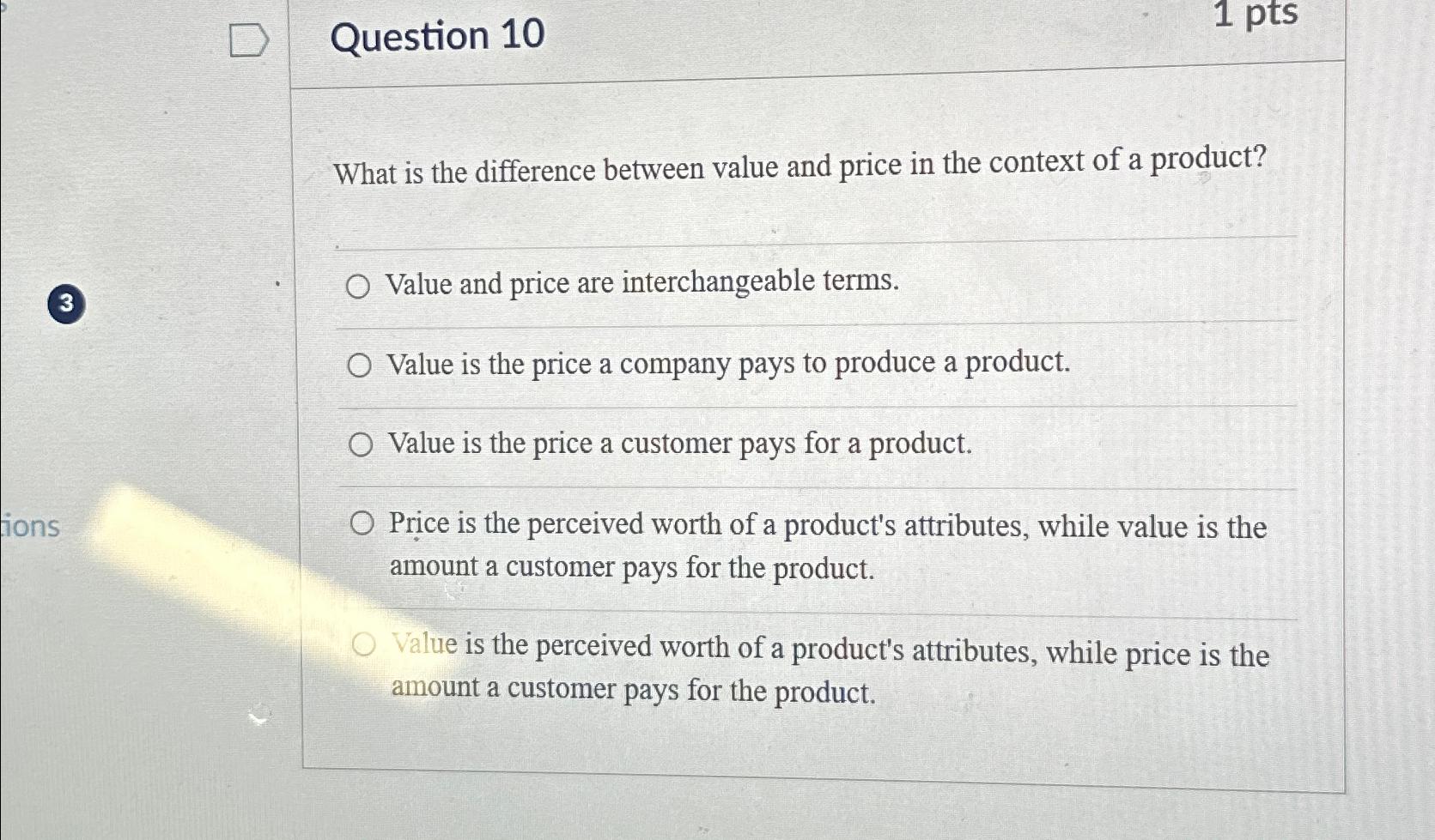 Solved Question 101 ﻿ptsWhat is the difference between value | Chegg.com