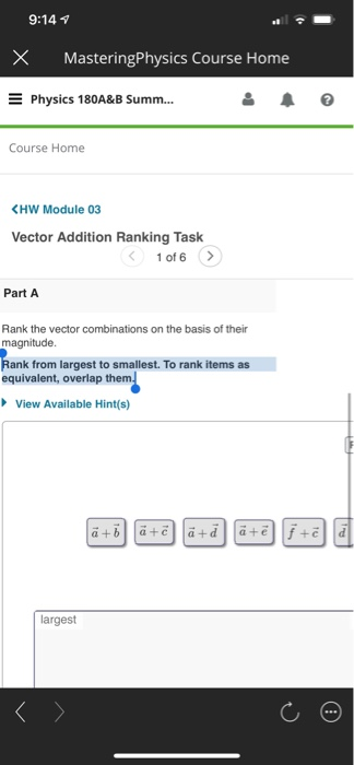 Solved 9:147 Х MasteringPhysics Course Home = Physics 180A&B | Chegg.com