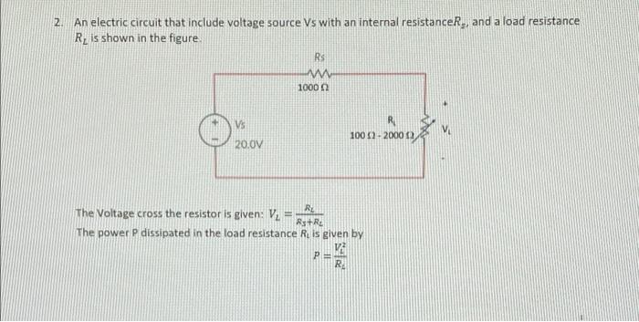 Solved 2 An electric circuit that include voltage source Vs | Chegg.com