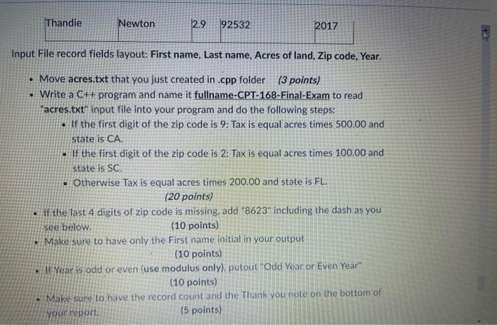 Solved - Use the notepad to create an Input file as follow | Chegg.com