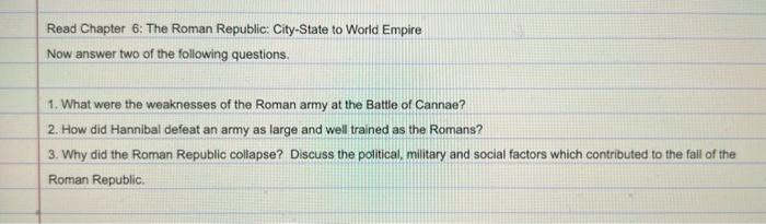 Read Chapter 6: The Roman Republic: City-State to | Chegg.com