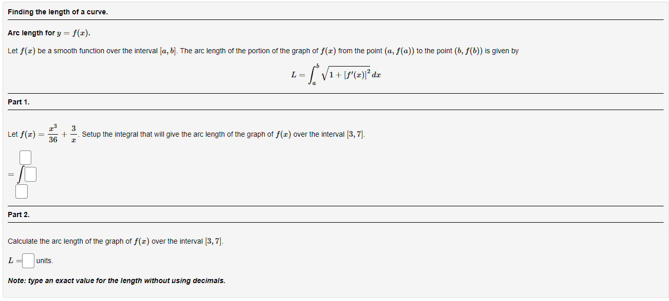 Solved Finding the length of a curve.Arc length for | Chegg.com