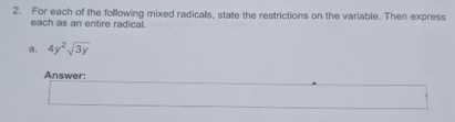 Solved For each of the following mixed radicals, state the | Chegg.com