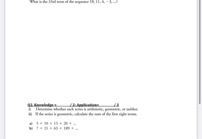 Solved What is the 33rd term of the sequence 18, 11, 4, | Chegg.com