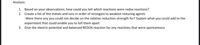 Solved Analysis: 1. Based on your observations, how could | Chegg.com