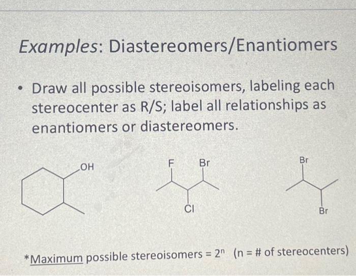 Solved Examples: Diastereomers/Enantiomers - Draw all | Chegg.com