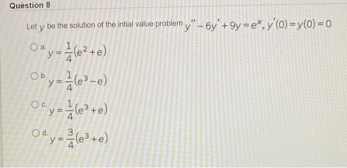 Solved Let y be the solution of the intial value problem | Chegg.com