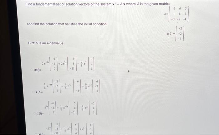 Solved Find a fundemental set of solution vectors of the | Chegg.com