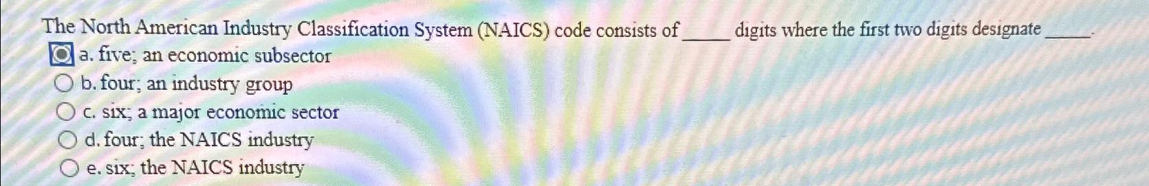 Solved The North American Industry Classification System | Chegg.com