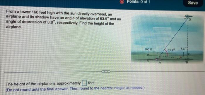 Solved From a tower 160 feet high with the sun directly | Chegg.com