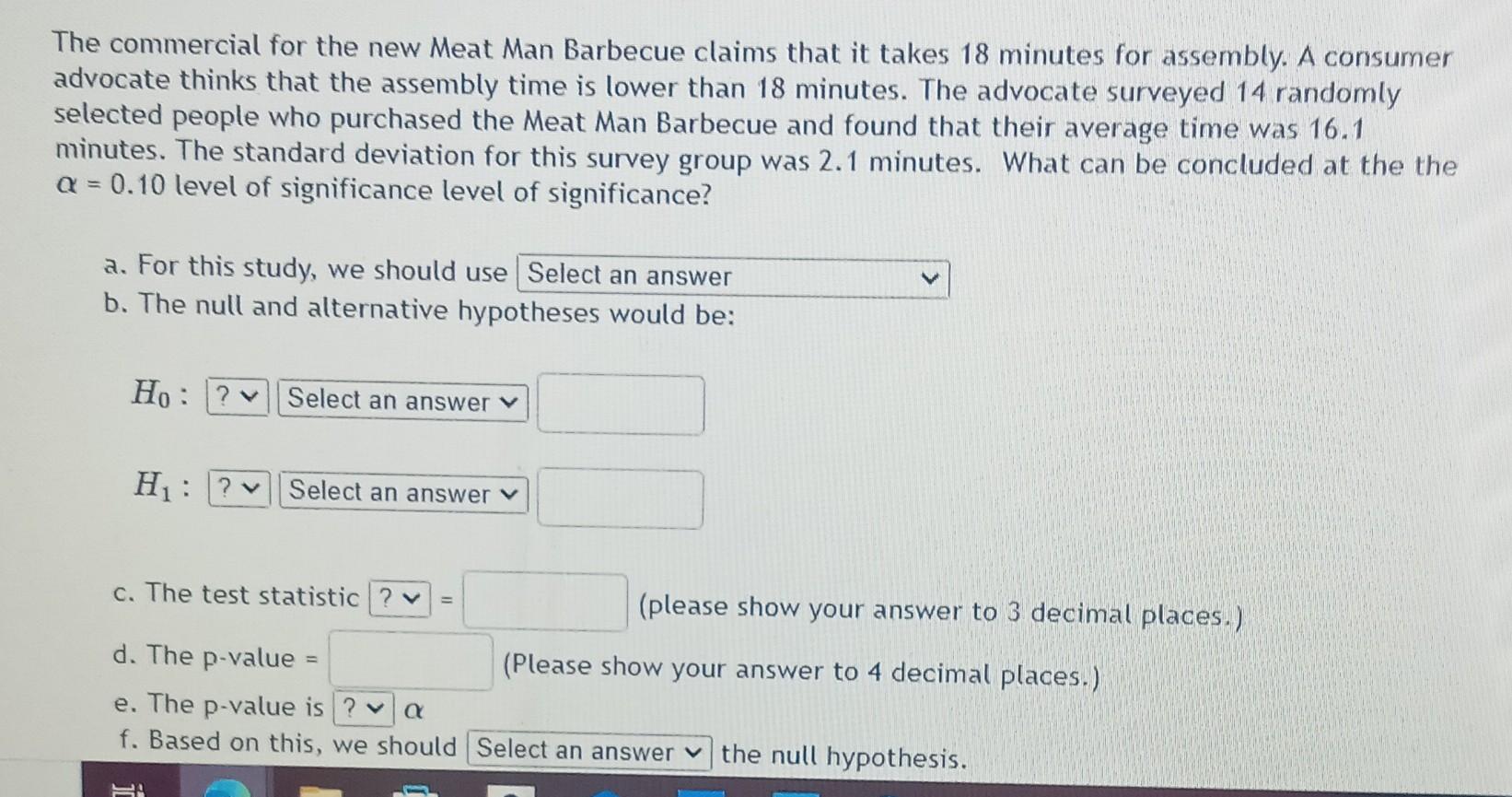 Solved The commercial for the new Meat Man Barbecue claims | Chegg.com