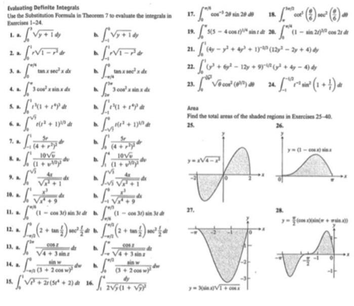 Solved Evaluating Definite Integrals Use the Substitution | Chegg.com