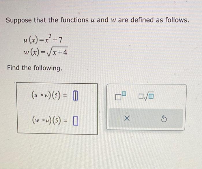 Solved Suppose that the functions u and w are defined as | Chegg.com