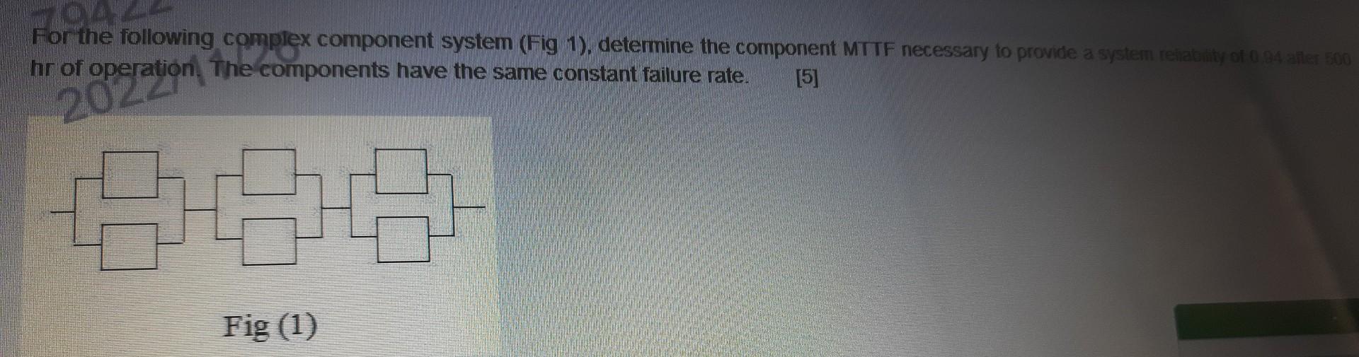 Solved For the following complex component system (Fig 1), | Chegg.com