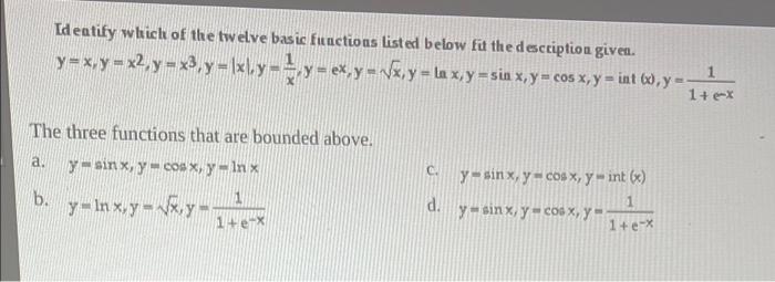 Solved Identify which of the twelve basic functions listed | Chegg.com