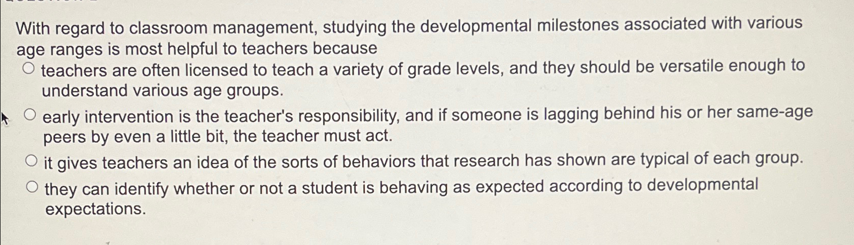 Solved With regard to classroom management, studying the | Chegg.com