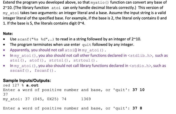 Solved Extend the program you developed above, so that | Chegg.com