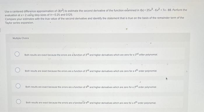 Solved Use A Centered Difference Approximation Of H2 To 2657