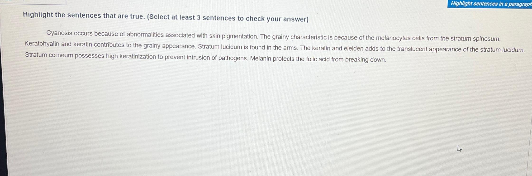 Solved Highlight sentences in a paragraphHighlight the | Chegg.com