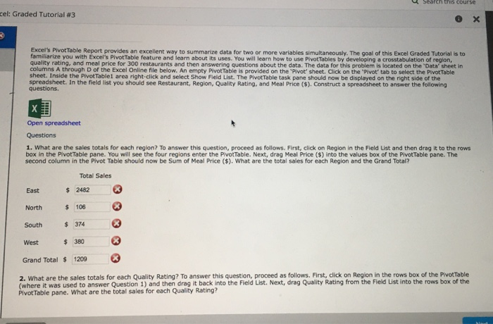 cel: Graded Tutorial #3 Excel's Pivot Table Report | Chegg.com