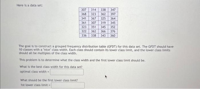 Solved Here is a data set: The goal is to construct a | Chegg.com